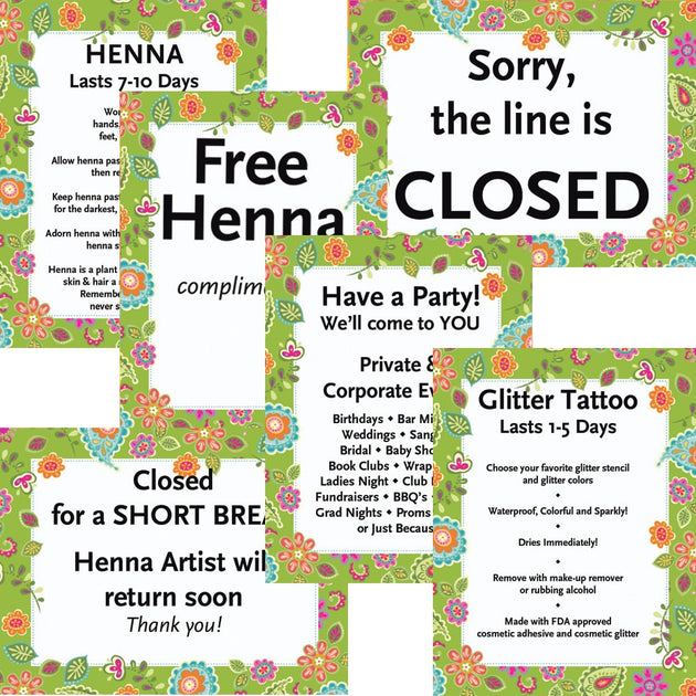 Green Paisley Laminate Signs – Henna Caravan