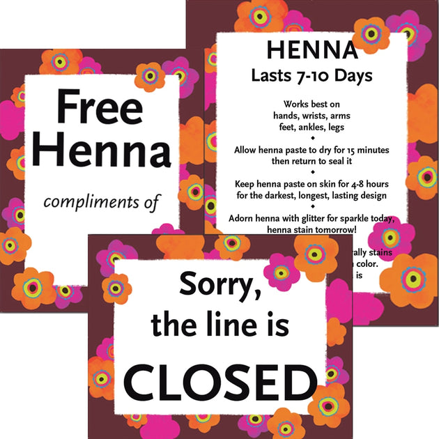 Poppy Fields Laminate Signs – Henna Caravan